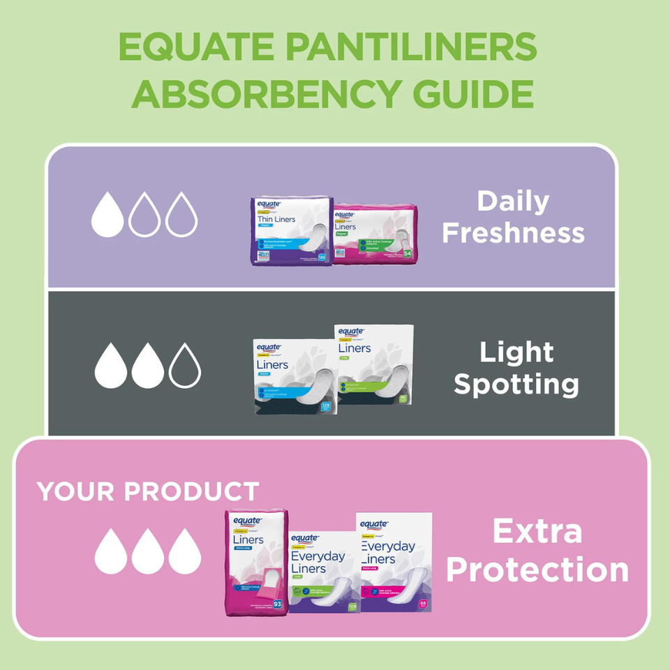 Equate Everyday Liners, Long, Unscented (216 Count) | eBay