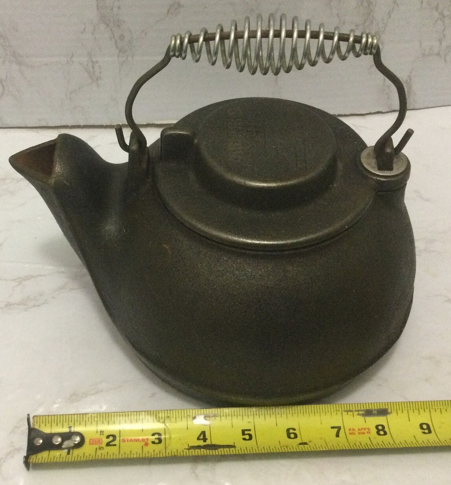 VINTAGE WAGNERS 1891 ORIGINAL CAST IRON TEA KETTLE POT | eBay