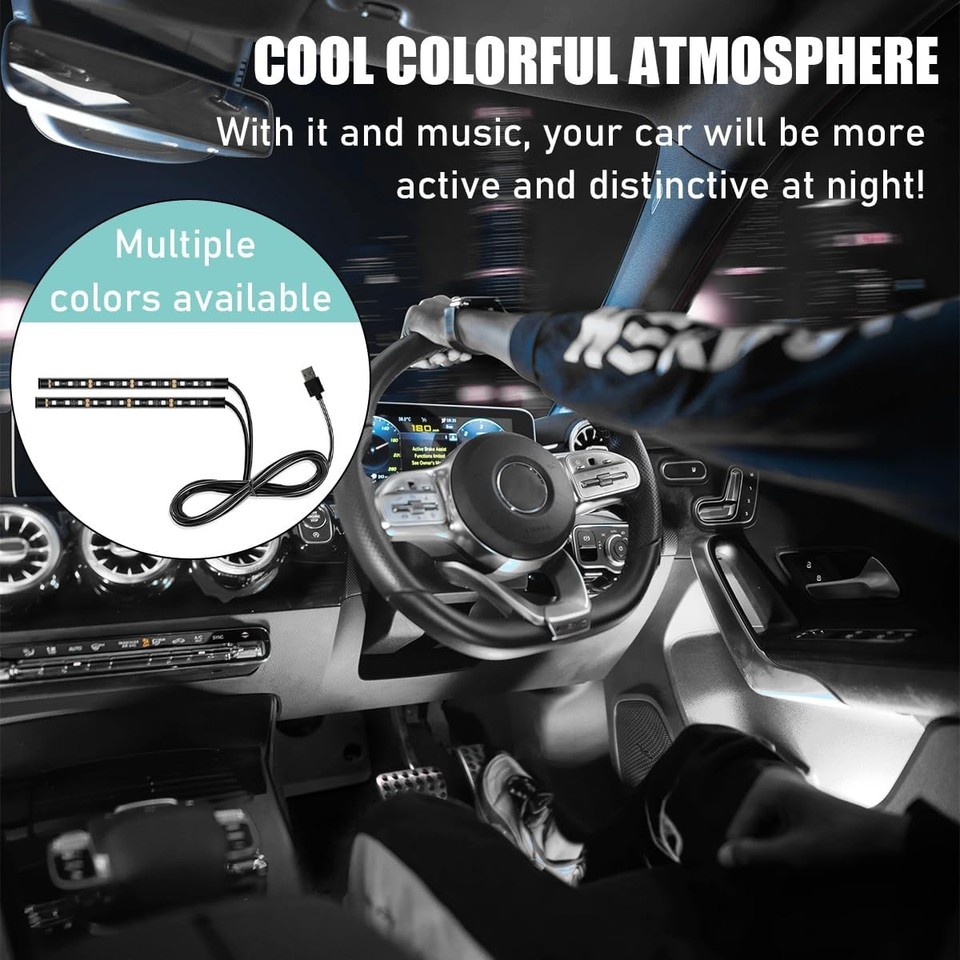 Car LED Strip Light, 24 LED Auto Interior Under Dash Atmosphere Lights ...