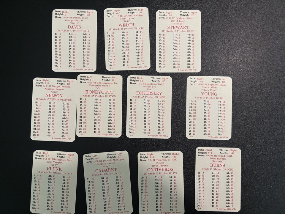 APBA Baseball Cards - 1989 Edition/1988 Season - all 26 teams w/ add'l ...