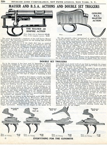 1939 Print Ad of Mauser 22 & BSA Martini Rifle Actions & Double Set ...