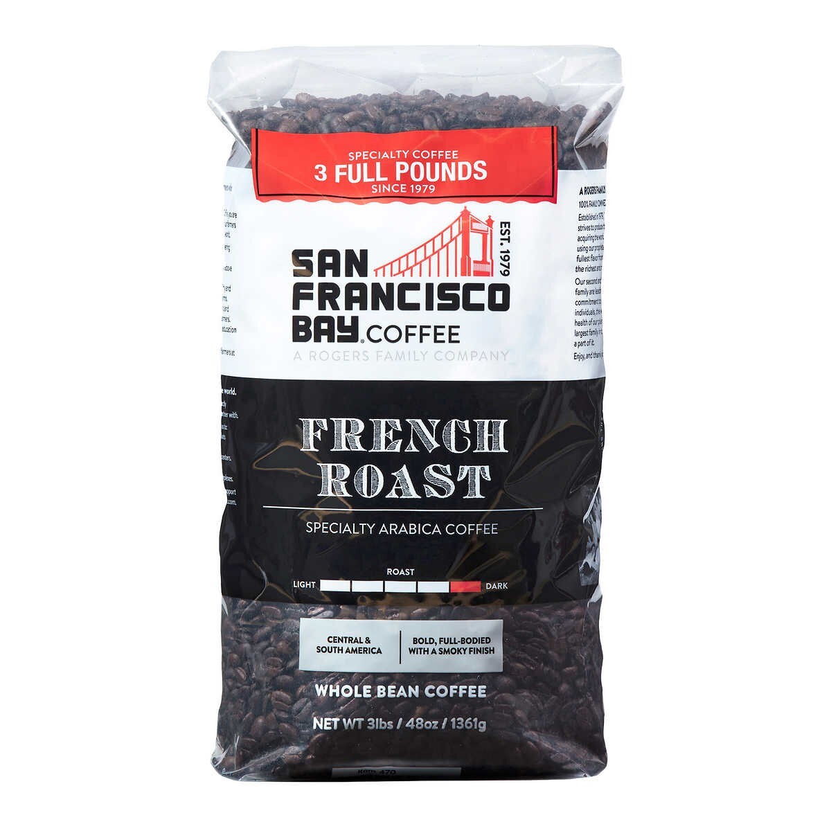 San Francisco Bay French Dark Roast Coffee Specialty Arabica Whole Bean ...