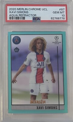 2020-21 Topps Chrome Merlin Ucl Xavi Simons Aqua Refractor/199 Rc #87 ...