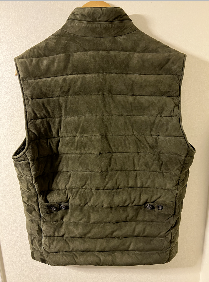 Polo Ralph Lauren Mens quilted suede vest embroidered Pony Dark Loden ...