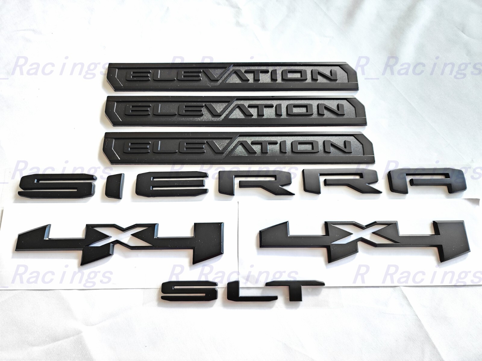 7PCS Matte black Elevation 4x4 Sierra SLT Emblem 2019+ Sierra 1500 ...