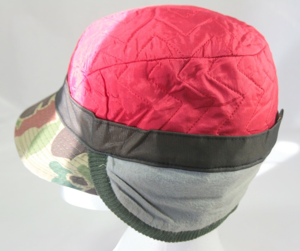 Vintage Frog Skin Camouflage Hunting Cap / Bucket Hat Red Quilted ...