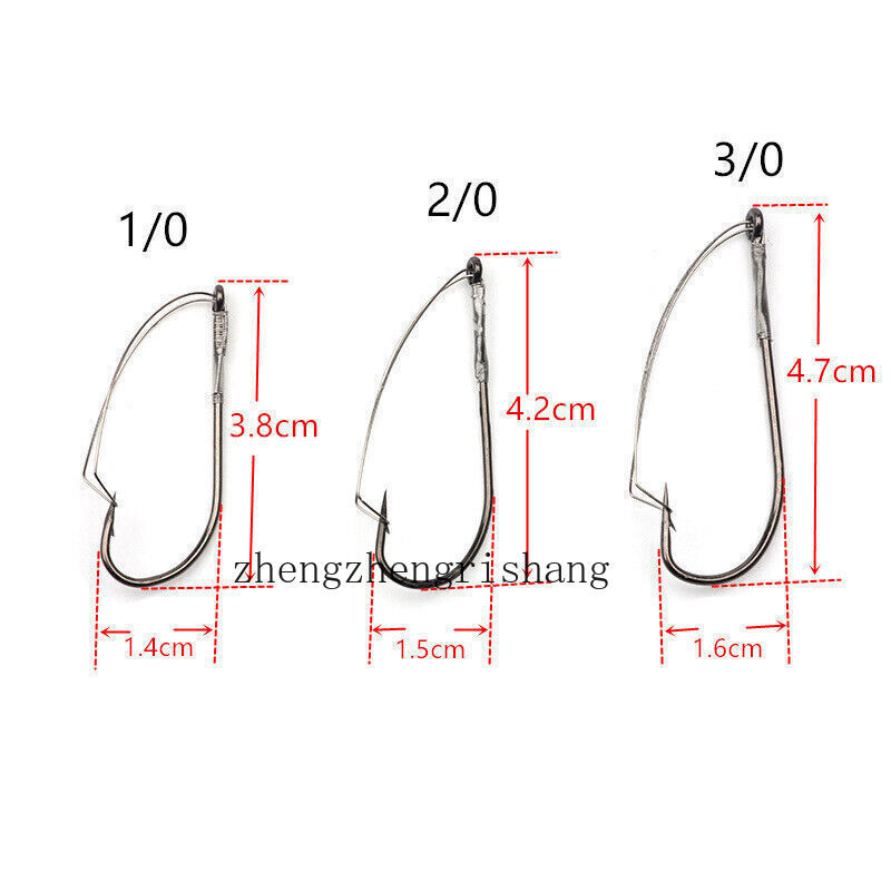 20pcs Weedless Fishing Hooks Wacky Rig Drop Shot Rig Weed Gurad Worm ...