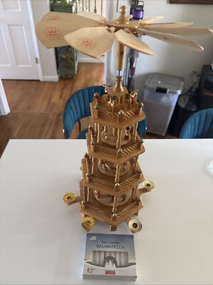 Vintage Christmas 4 Tier Pyramid Wooden Nativity Candle Windmill ...