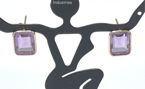 14K Yellow Gold Amethyst Rectangular Beveled Stud Earrings - 1.80 Grams | eBay