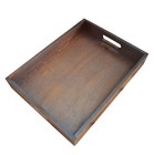 Large Wooden Serving Tray 40 cm Long, Painted in Brown Color | eBay UK