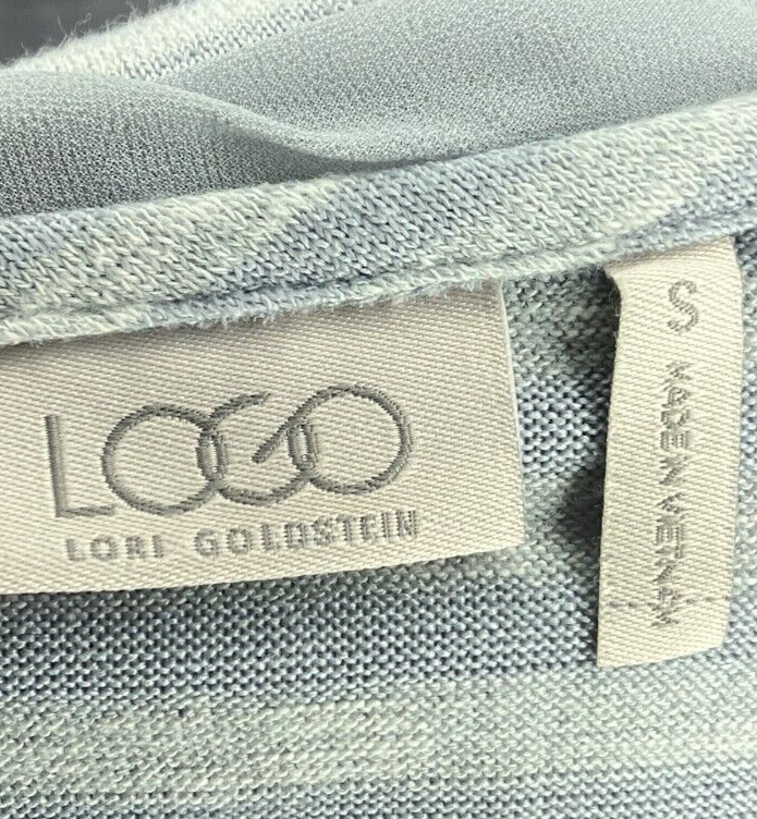 LOGO Lori Goldstein Small S Gray Striped Pocket Cotton Blend Knit Tunic ...
