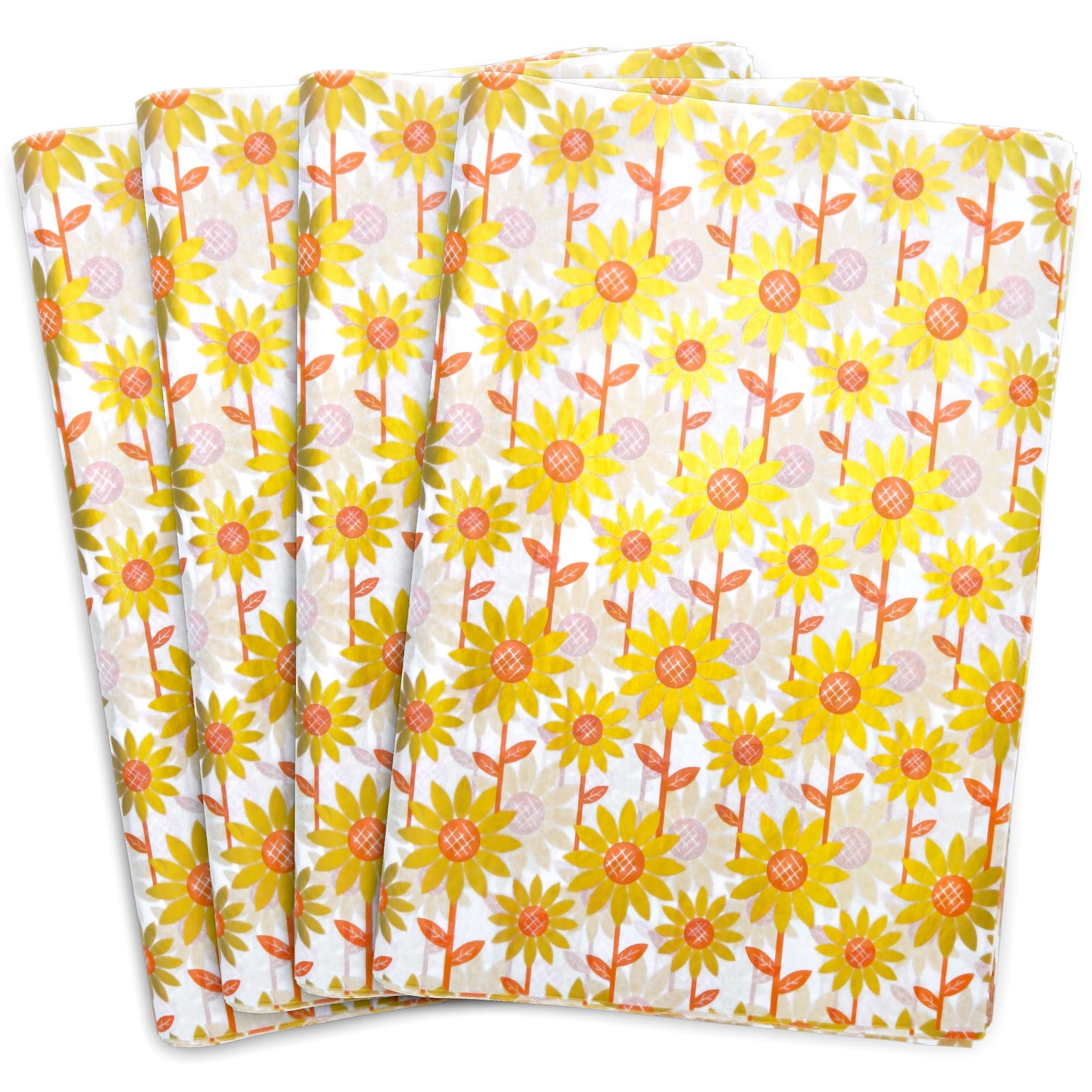 100 Sheets Sunflower Tissue Paper BulkWhite with Sunflower Pattern ...