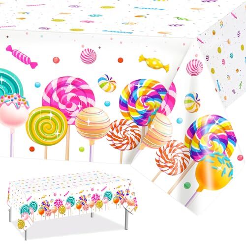 Sweet Candyland Tablecloth, 3 Pack Candies Theme Plastic Table Cover ...