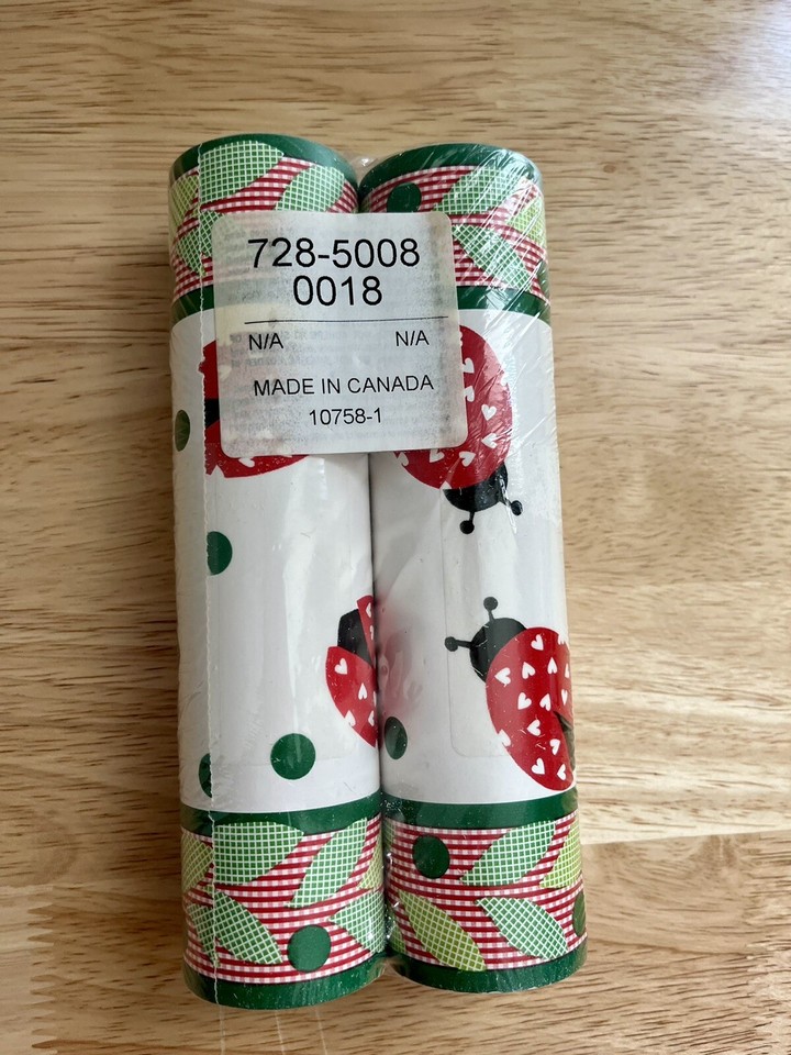 Ladybug Wallpaper Border Red Green White Black Gingham Leaves 2 Rolls 7 ...