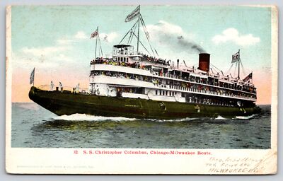 Transportation~SS Christopher Columbus On Chicago Milwaukee Route~PM ...
