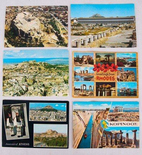 Vintage Lot of 6 Postcards from Greece, Rhodes, Athens, Acropolis ...