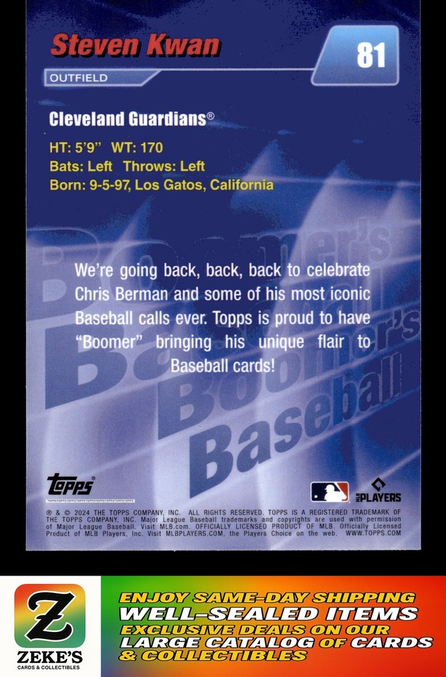 2024 Topps x Chris Berman: Boomer's Baseball #81 Steven Kwan | eBay UK