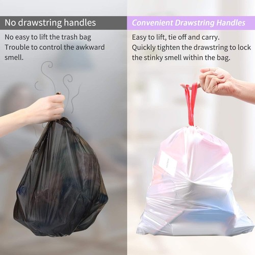 Small Trash Bag - 2.6 Drawstring Garbage Bags 1 Count (Pack of 60 ...