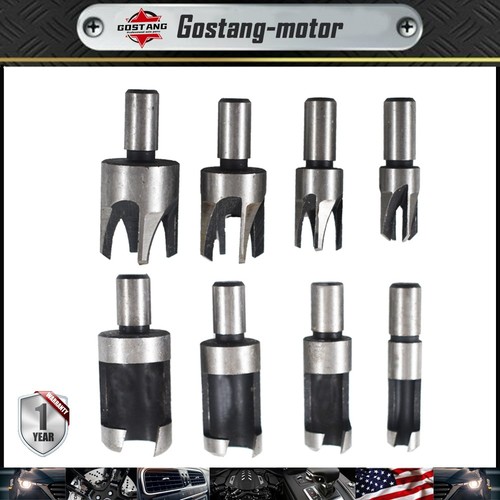 8Pcs Wood Plug Hole Cutter Dowel Maker Cutting Shank Drill Bit Set ...