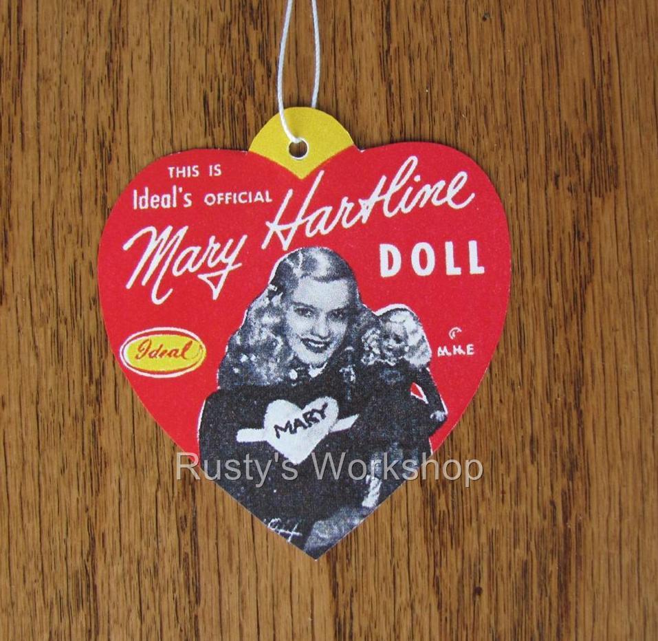 1950's Ideal MARY HARTLINE doll WRIST hang TAG 2 sided (Repro) | eBay