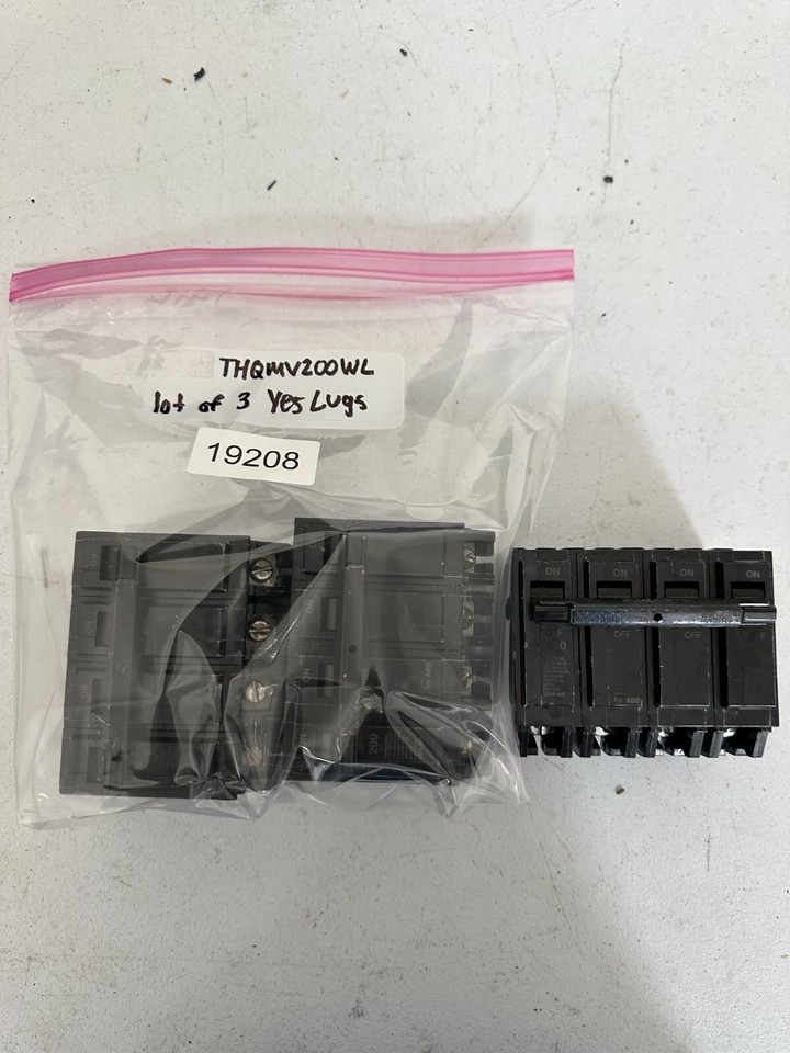 GE General Electric THQMV200WL Main Circuit Breaker 200 Amp, (Lot of 3 ...