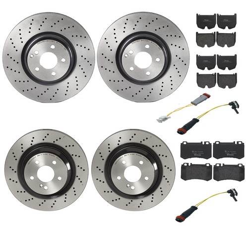 Front Rear Brembo Brake Kit Drilled Disc Rotors Low-Met Pads Sensors ...
