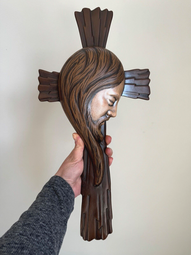 Vintage Crucifix Jesus Bust Catholic Cross Christianity Religious 1970s ...