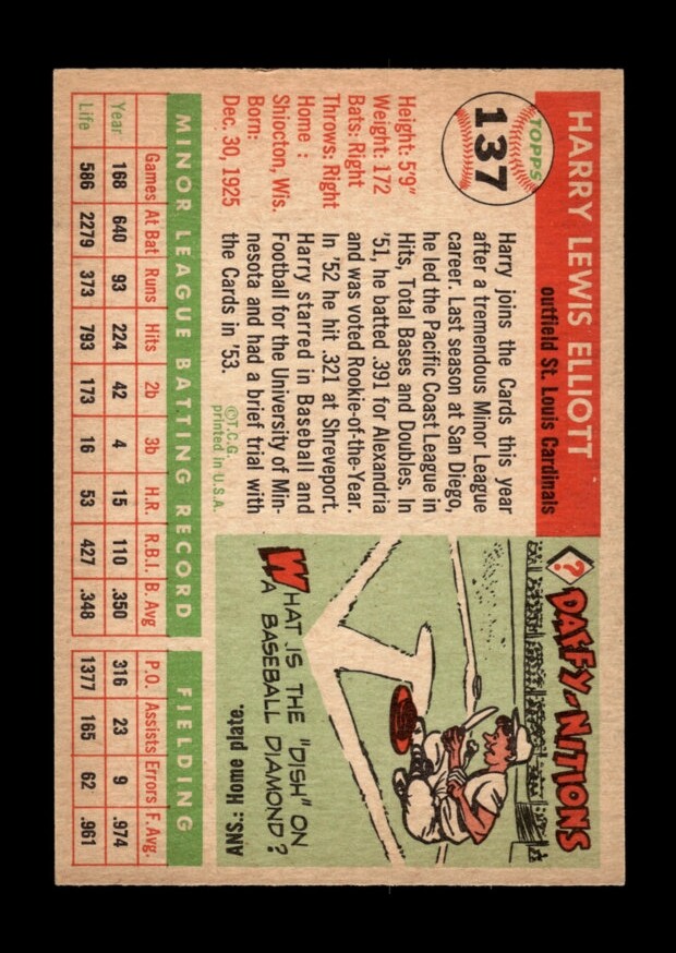 1955 Topps Set-Break #137 Harry Elliott EX-EXMINT *GMCARDS* | eBay