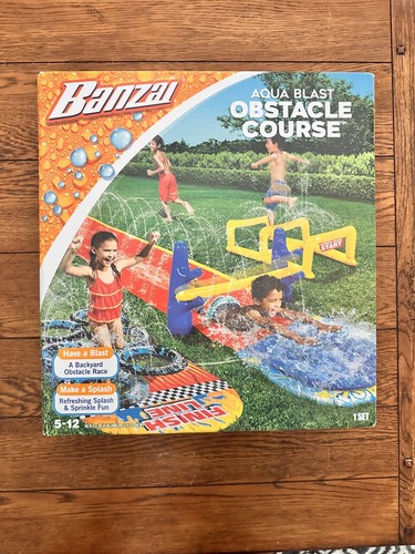 Banzai Aqua Blast Obstacle Course Slide 16'L Inflatable Backyard Aqua ...