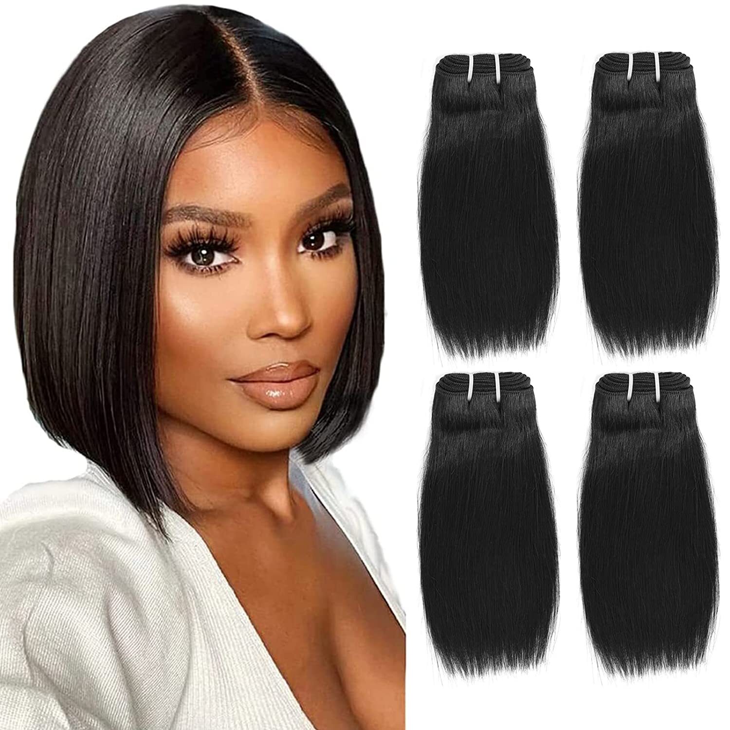 8 inch short hair bundles 9A Brazilian Straight Human Hair 9 Bundles ...