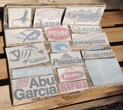 17 Fishing DECALS vinyl sticker fish lures rod hook tackle box bait ...