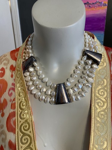Simon Sebbag Sterling Silver & Multi-Strand Pearl 18” Statement ...