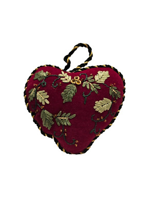 red velvet hand embroidered beaded heart | eBay