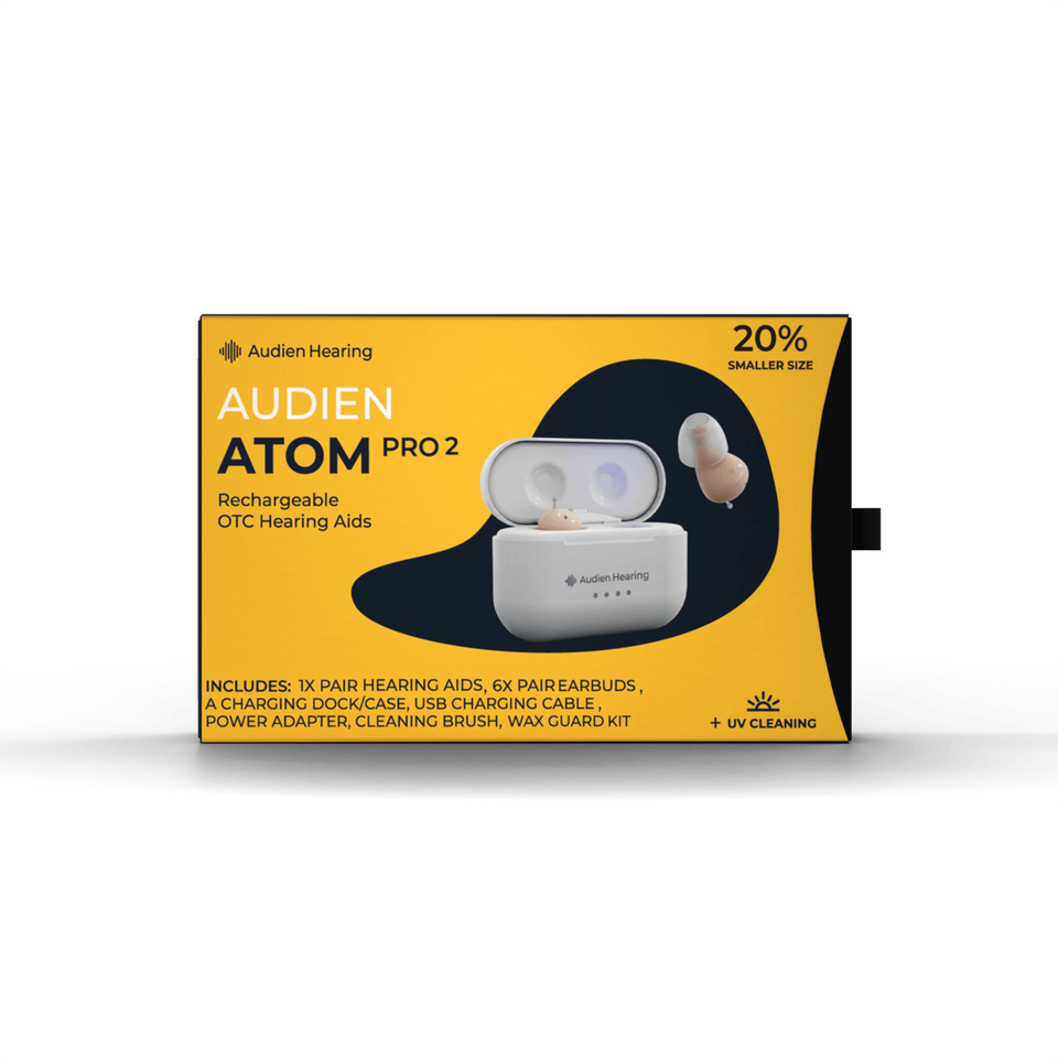 Audien Hearing ATOM PRO 2 Rechargeable OTC Hearing Aids, Premium ...