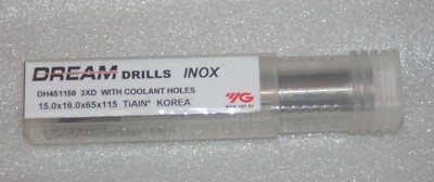 YG1 DH451150 3XD 15.0 x 16 x 65 x 115 CARBIDE DREAM DRILL INOX W ...