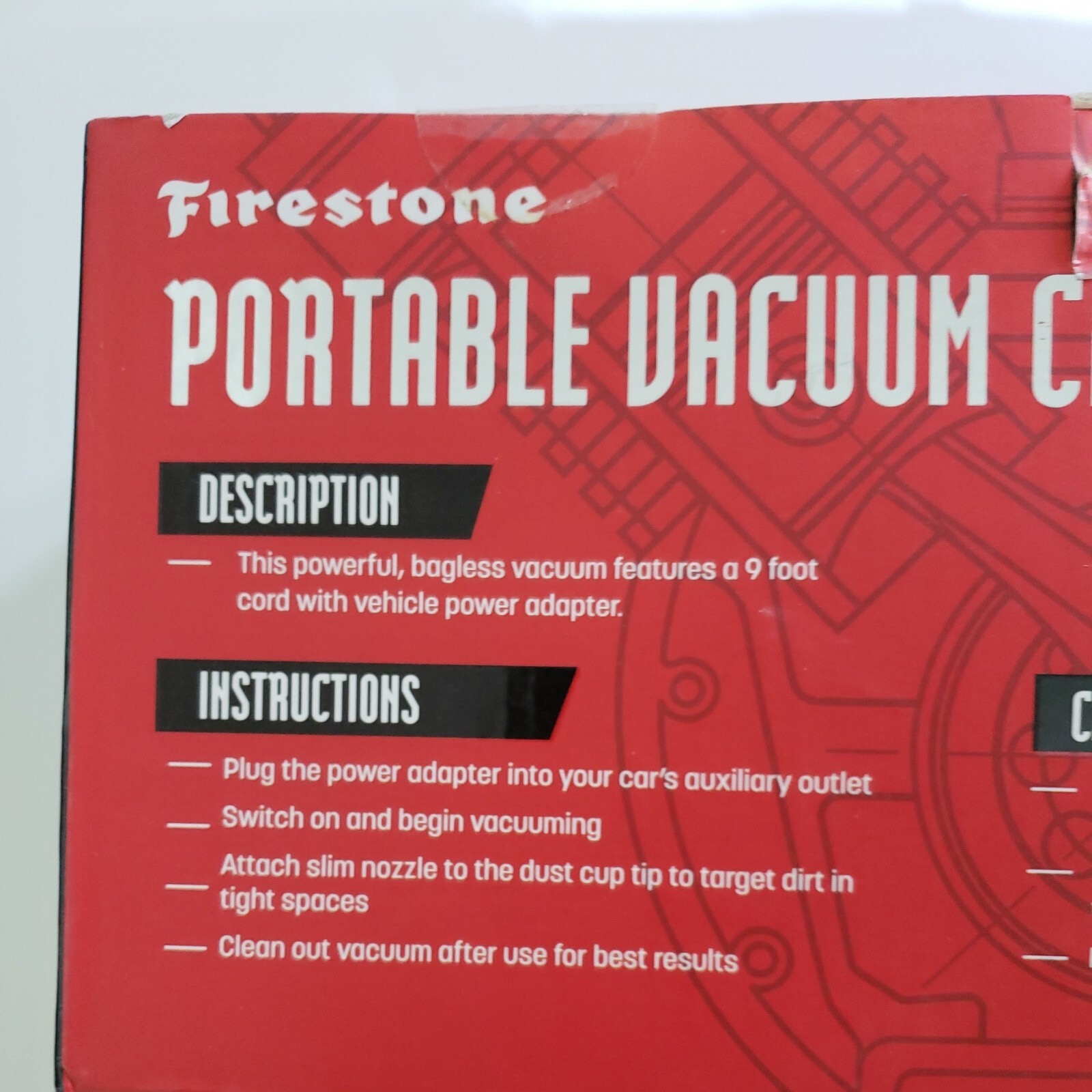 Firestone Portable Vacuum Cleaner New in Box, 12V 60W 9' Cord Car Truck ...