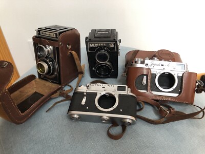 Lot of 4 USSR/Russian & German Cameras - 35mm Medium Format 120 6x6 ...