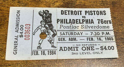 February 16, 1985 Detroit Pistons vs Philadelphia 76ers Ticket Stub! | eBay