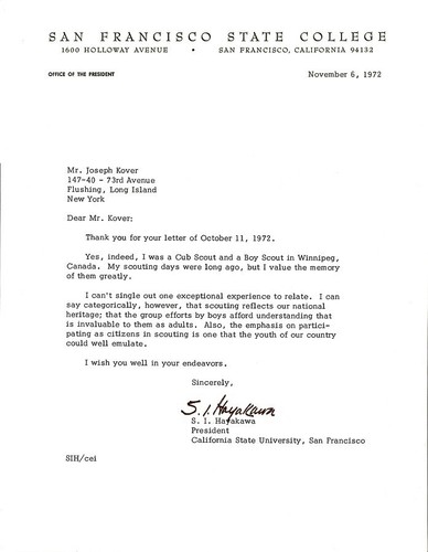 Senator S. I. HAYAKAWA Signed Letters - 1972 | eBay