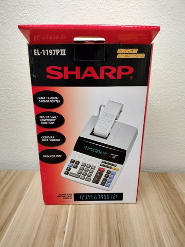 SHARP (EL-1197PIII) Large 12-Digit 2-Color Electronic Ribbon Calculator ...