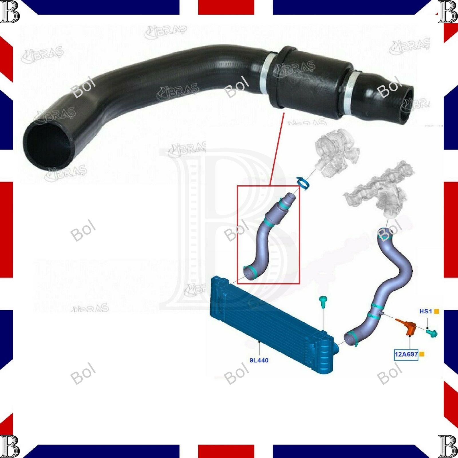 FORD TRANSIT MK7 MK8 2.2 TDCi TURBO INTERCOOLER HOSE PIPE SET ...