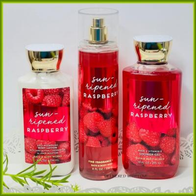 Bath & Body Works SUN-RIPENED RASPBERRY 3 Pc GIFT SET Frg.Mist~Lotion ...
