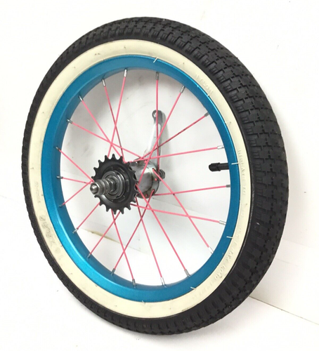16" Bicycle Rear Blue Wheel Coaster Brake 2.35" Whitewall Tire Kids ...