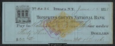 BANK CHECK RN-G1 Ithaca, New York. Tompkins County National Bank | eBay