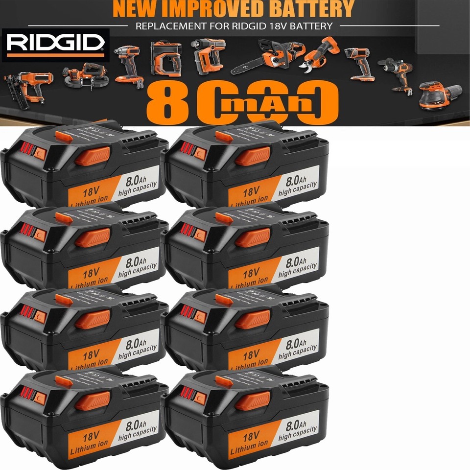 NEW PACK For Ridgid 18V R840085 8.0Ah 6.0Ah Lithium Battery Rigid ...