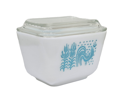 VTG Pyrex Turquoise 1 1/2 Cup Amish Butterprint Dish w/CHIPPED LID 0501 ...