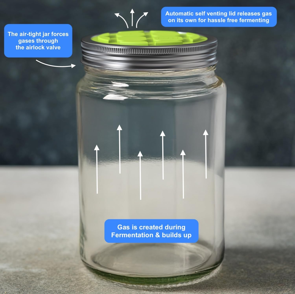 4-Pack BPA-Free Self-Burping Silicone Fermentation Lids for Mason Jars ...