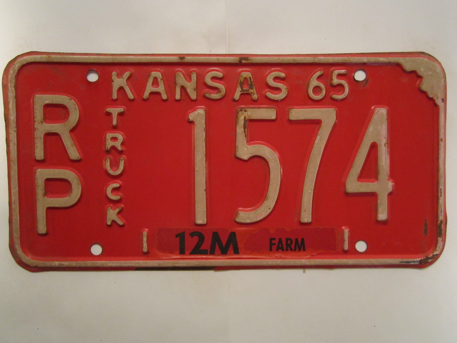 LICENSE PLATE Truck Tag 1965 KANSAS RP 1574 [Z280B] | eBay