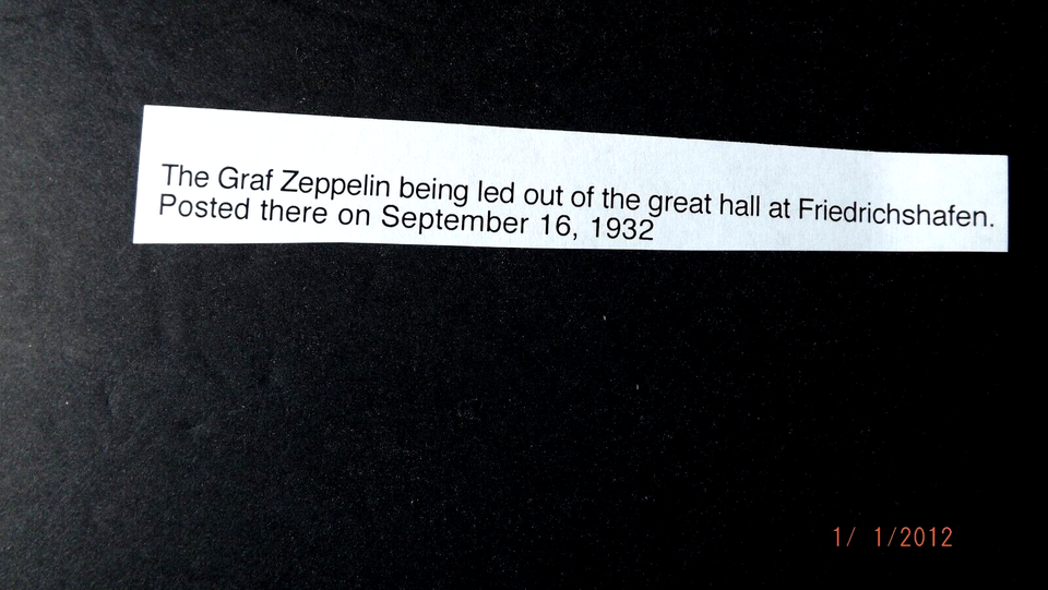 German Zeppelin Postcard - The Graf Zeppelin Led out of the Great Hall ...