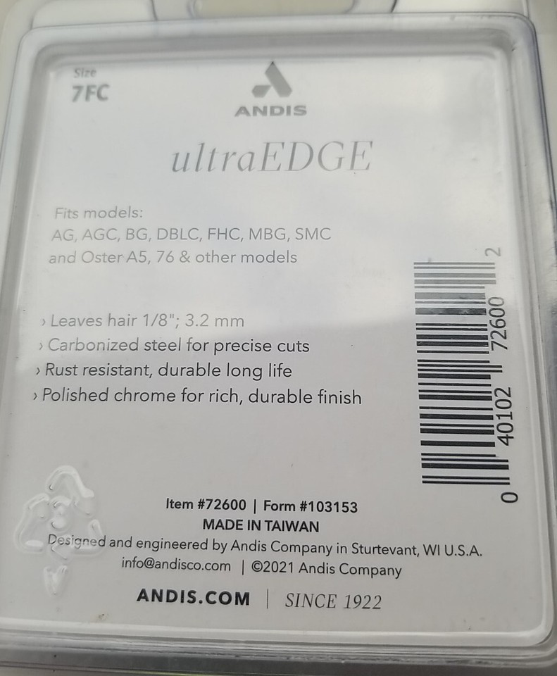 Andis 7FC-72600 UltraEdge Detachable Blade Size 7FC 3.2mm New Sealed | eBay